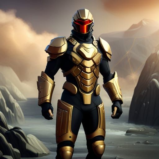 Golden armor, modern, sci-fi, superhero, male, dark hair, buff - AI ...