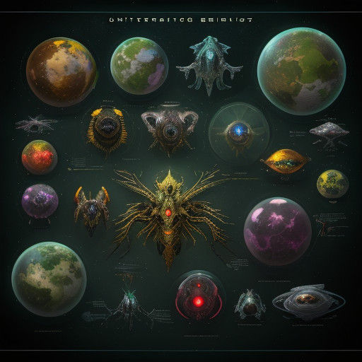 Futuristic Field Guide to Alien Lifeforms in Diver... - AI Art