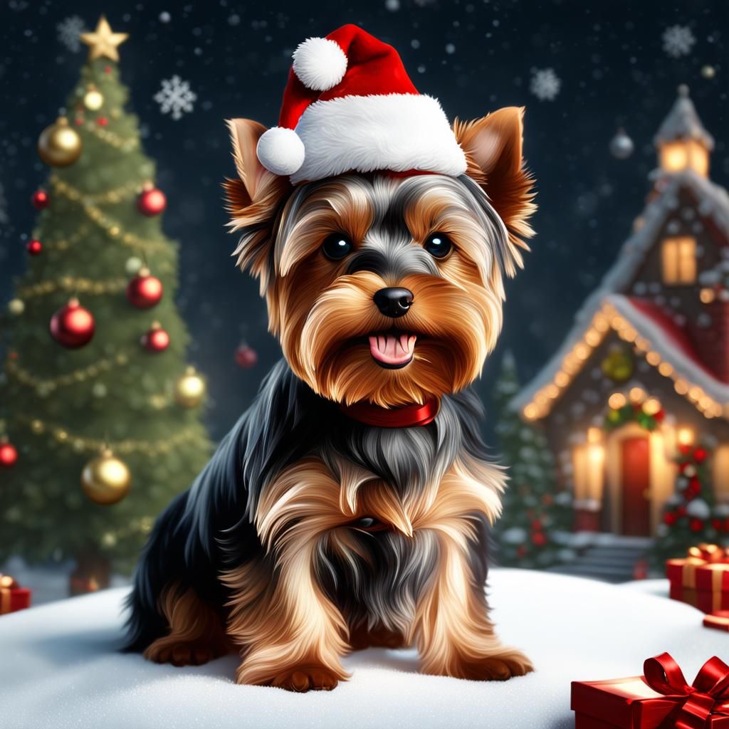Cute Yorkie ready for the Holidays - AI Generated Artwork - NightCafe ...