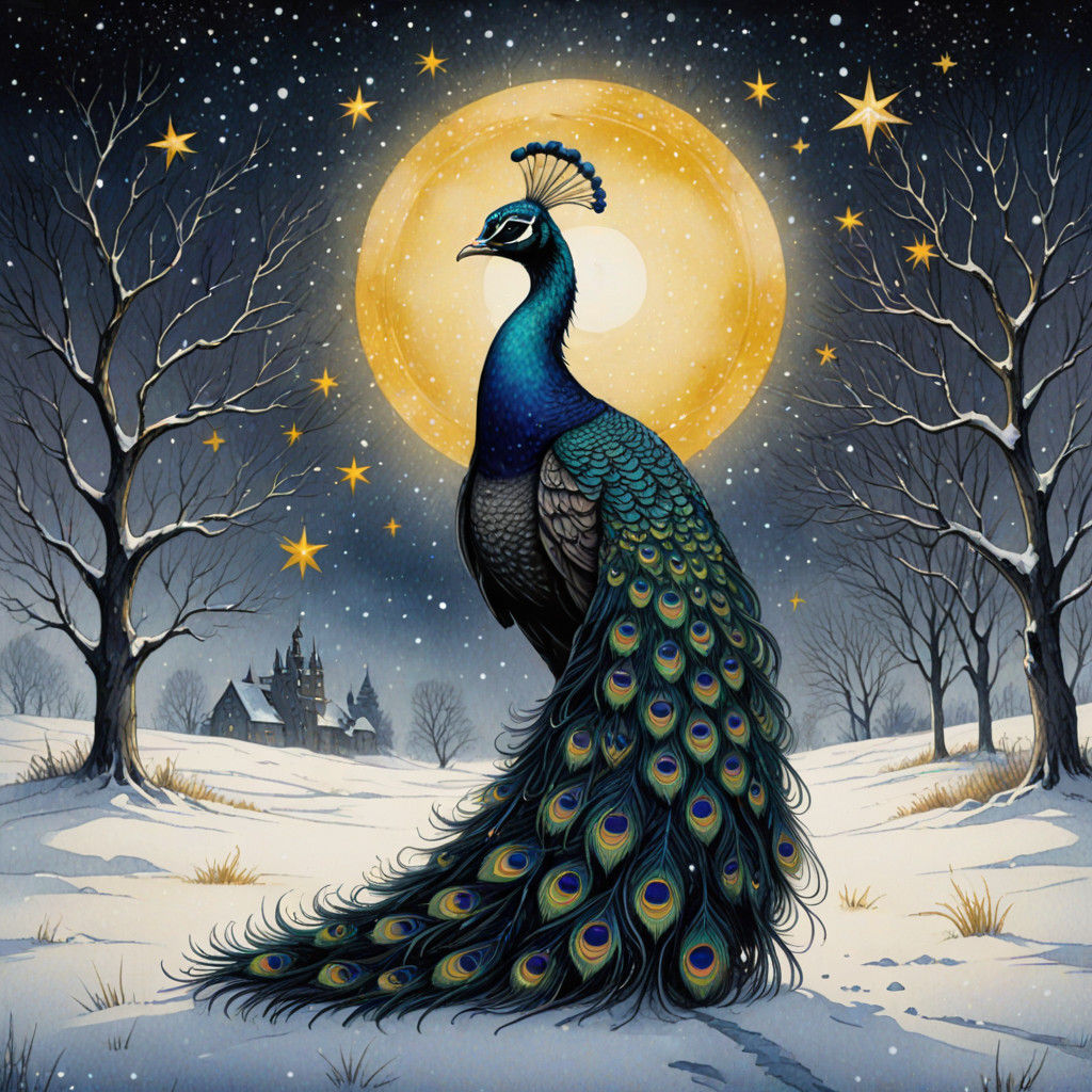 Peacock at full moon - Peacock at full moon