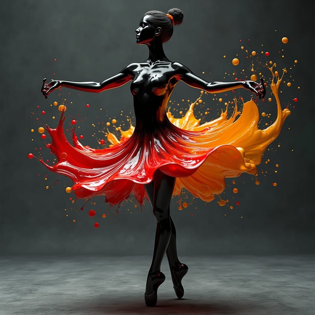 Vibrant 3D Liquid Ballerina in Modern Art Style - AI Art