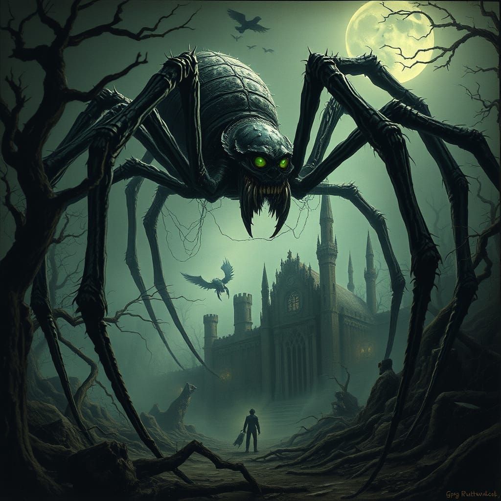spider - Gothic Spiders Devour Prey in Haunting, Dark Lands...