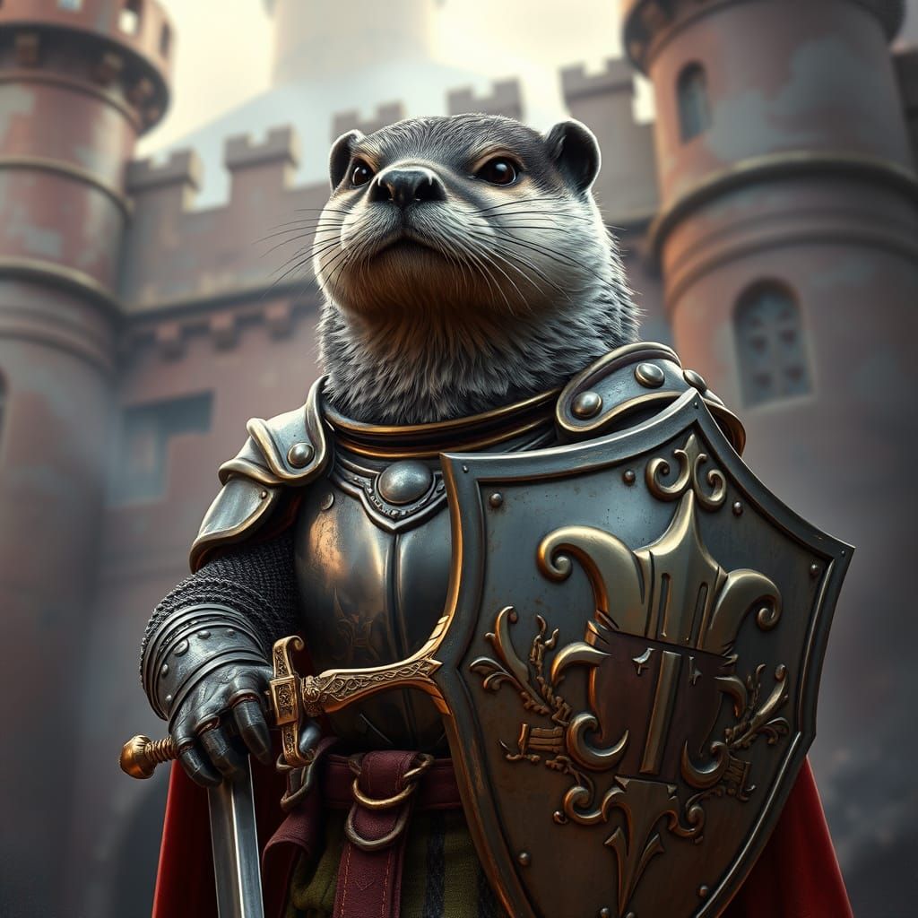 Otter knight - Hyperrealistic Otter Knight in Articulated Ar...