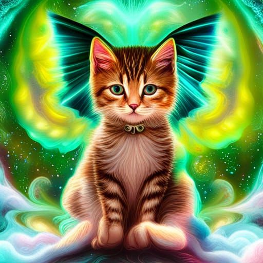 Cosmic Kitten with Bat Wings - AI Generated Artwork - NightCafe Creator