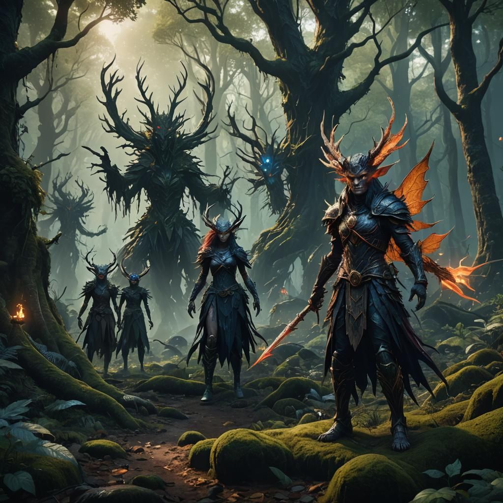 Beautiful fae lords in scary forest - AI Generated Artwork - NightCafe ...