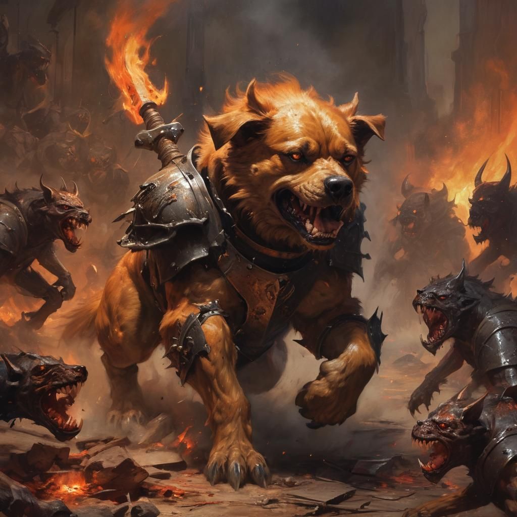 Ferocious Knight in Hellish Battle with Grotesque ... - AI Art