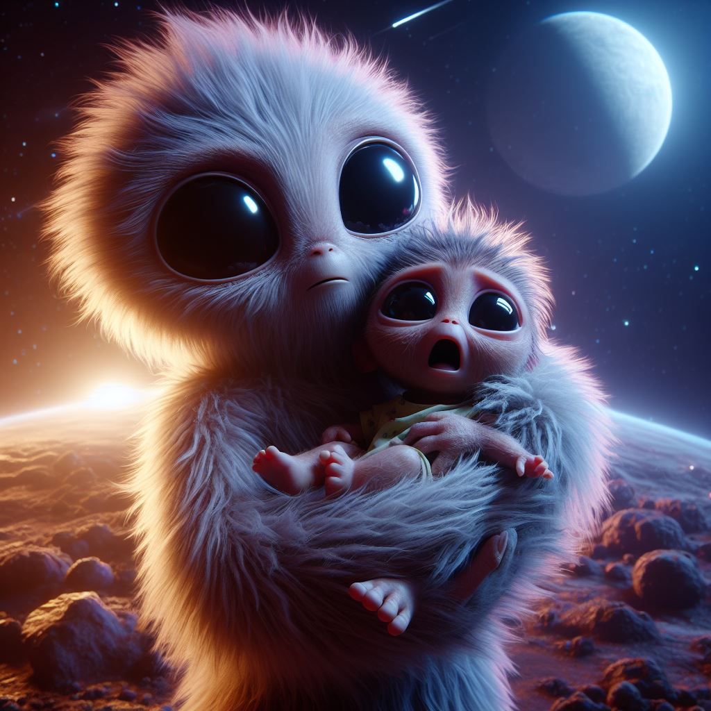 Mother & Baby Alien - AI Generated Artwork - NightCafe Creator