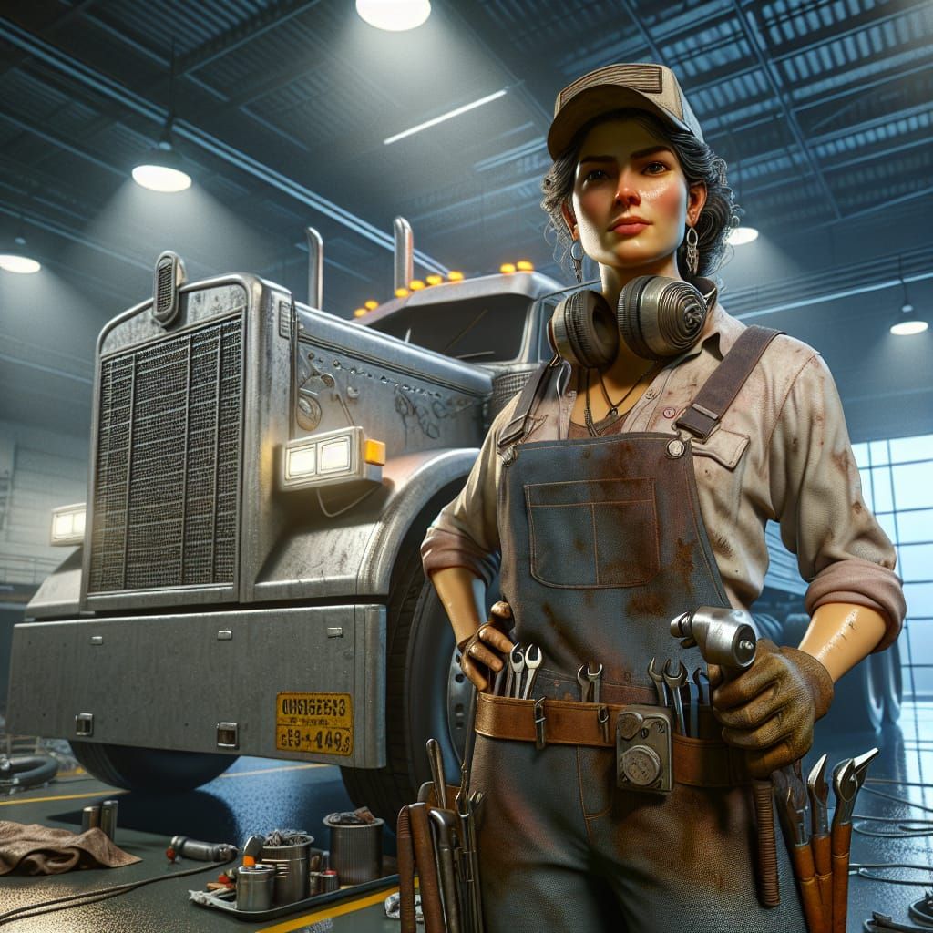 Norman Rockwell inspired lady mechanic at work - AI Generated Artwork ...