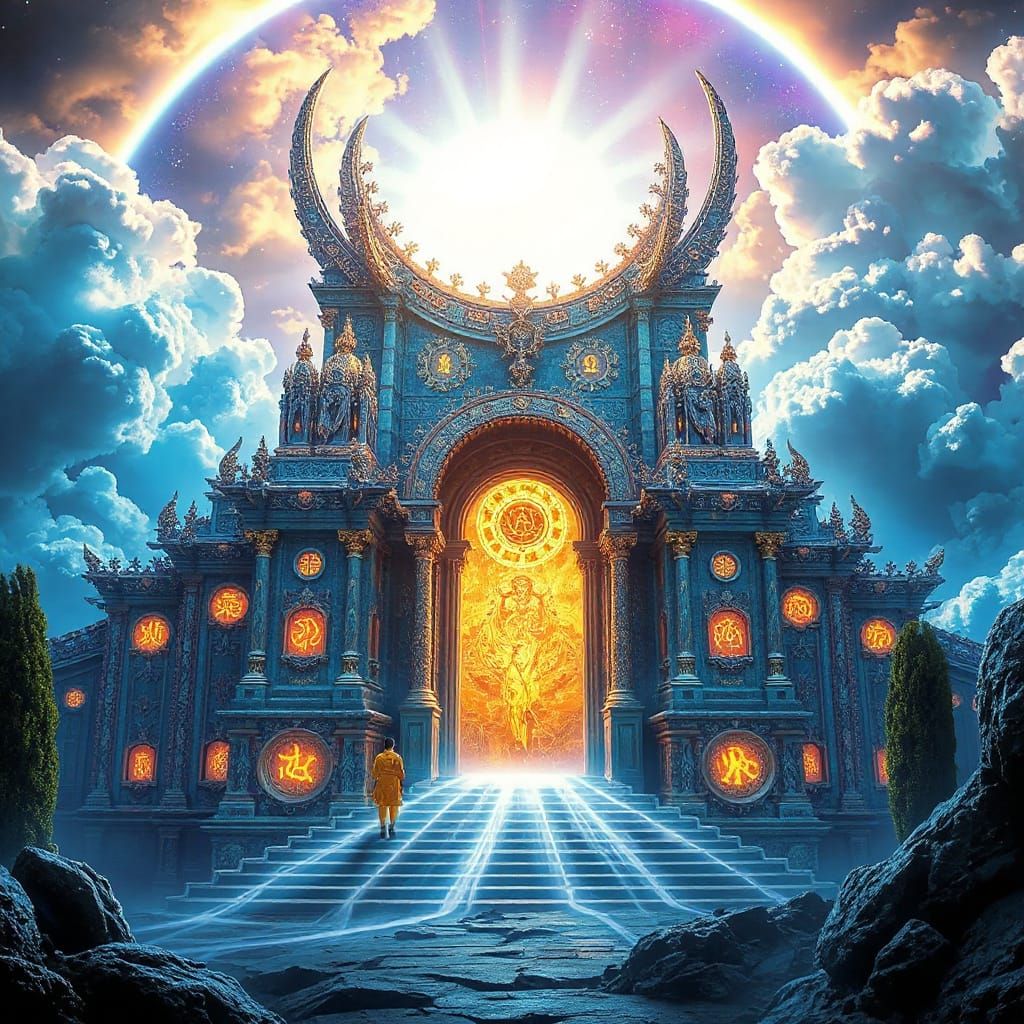Surreal Temple Radiates Divine Presence in Dreamli... - AI Art