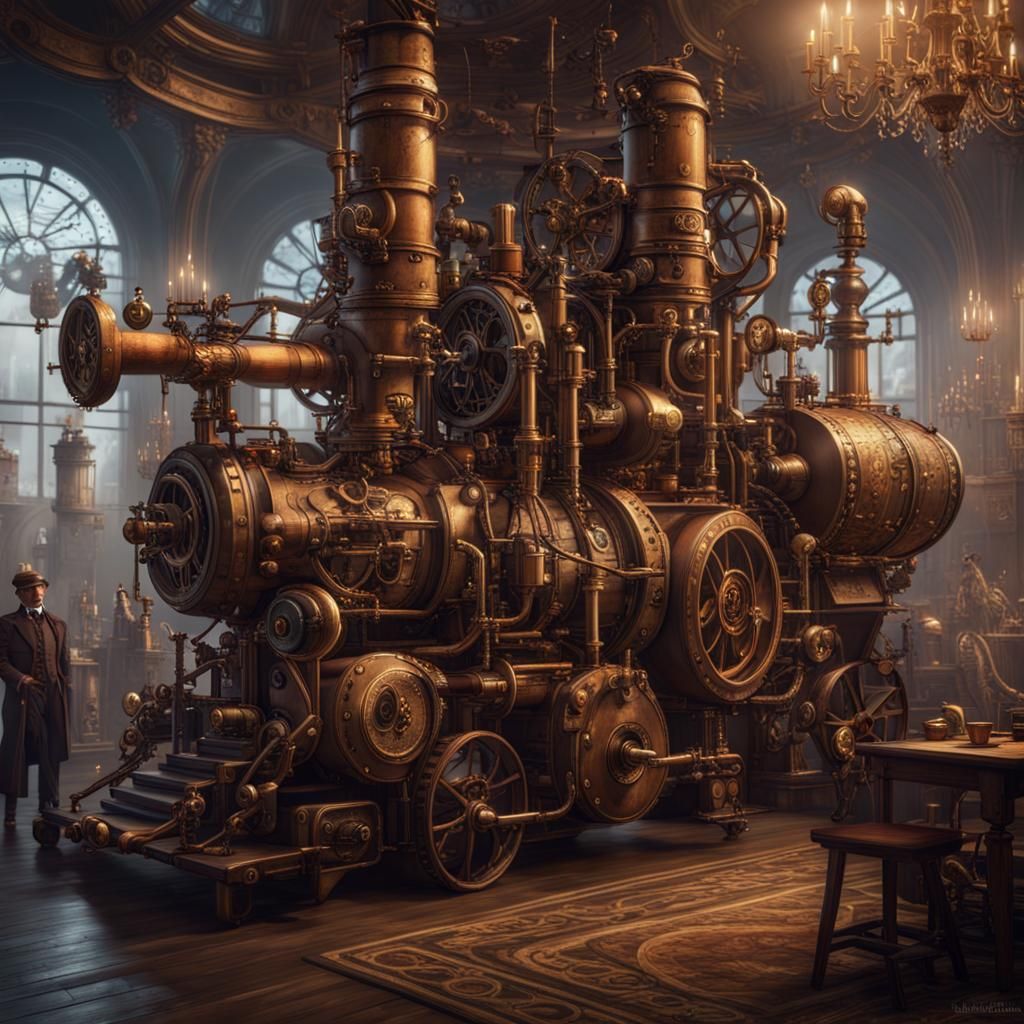 Steampunk engine - AI Generated Artwork - NightCafe Creator