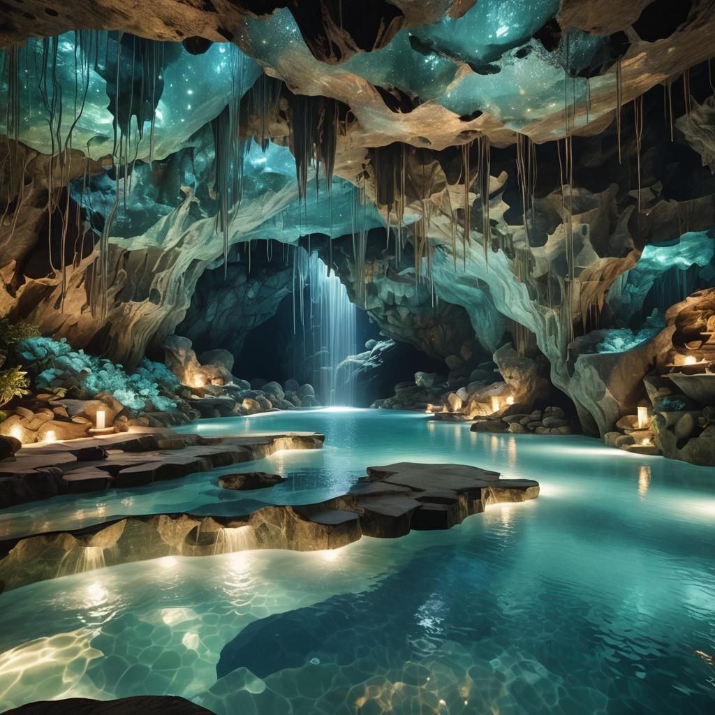 magical cave spa - AI Generated Artwork - NightCafe Creator