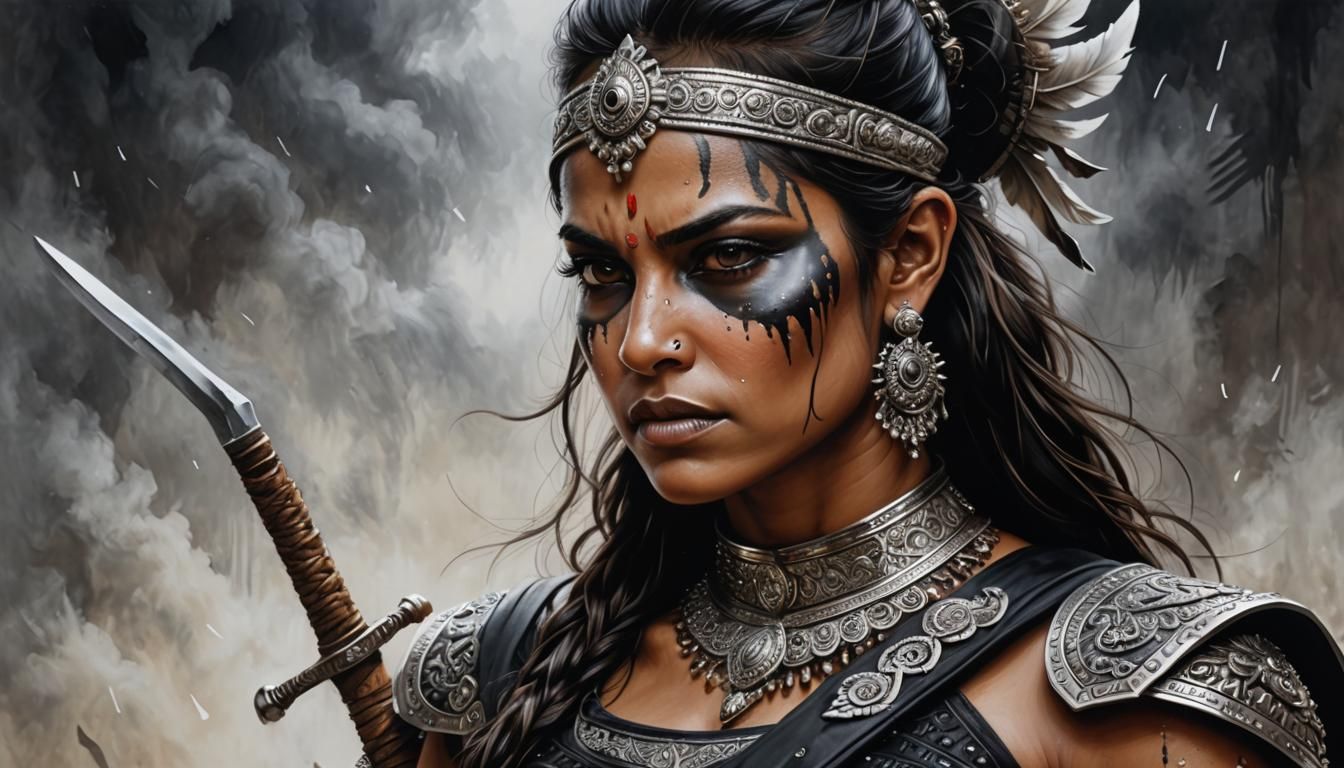 Ebony Female Warrior in armor - AI Generated Artwork - NightCafe Creator