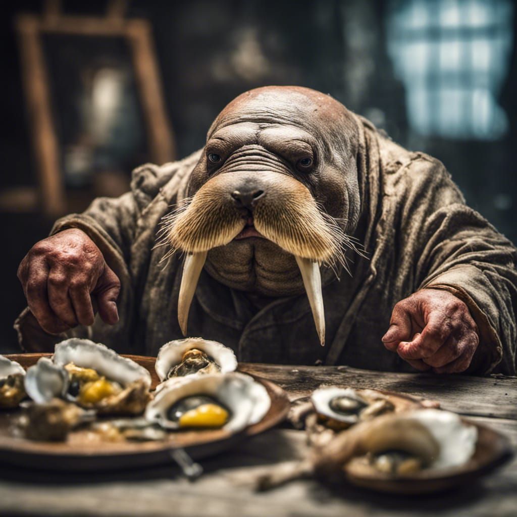 The Walrus eats the Oysters; Horror Alice - AI Generated Artwork ...