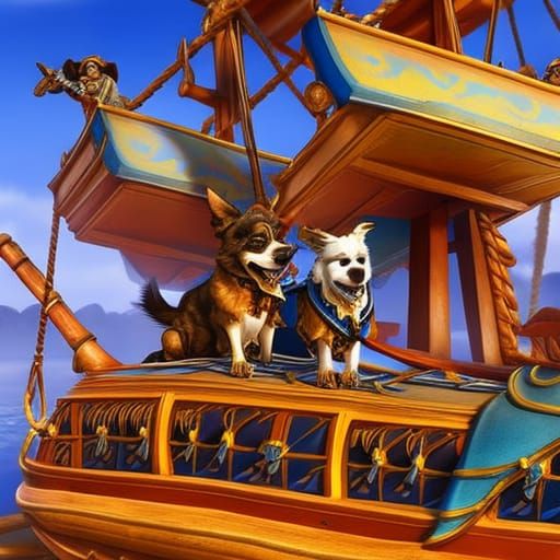 Pirate dogs on a pirate ship - AI Generated Artwork - NightCafe Creator