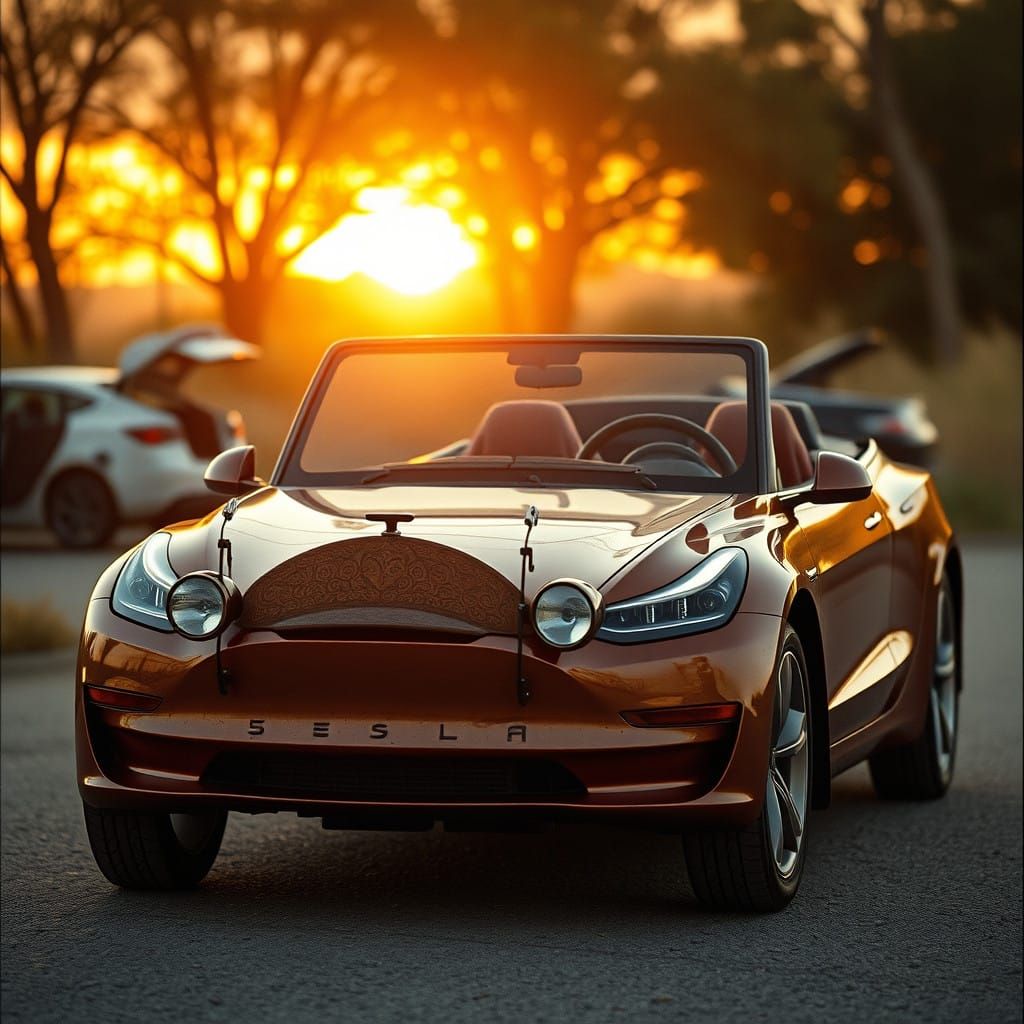 Vintage Tesla Model 3 with Retro Ford T Accents in... - AI Art