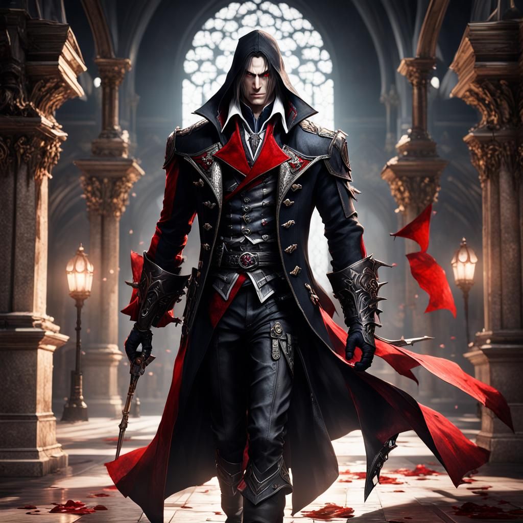 High fantasy: Vampire alucard fused with ezio auditore: 16k resolution ...