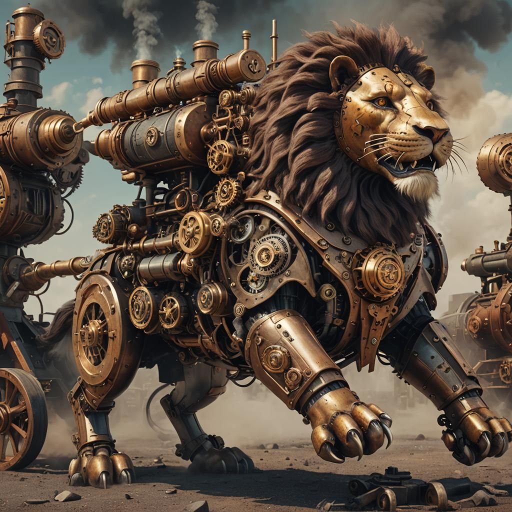 Steam Powered Lion - AI Generated Artwork - NightCafe Creator