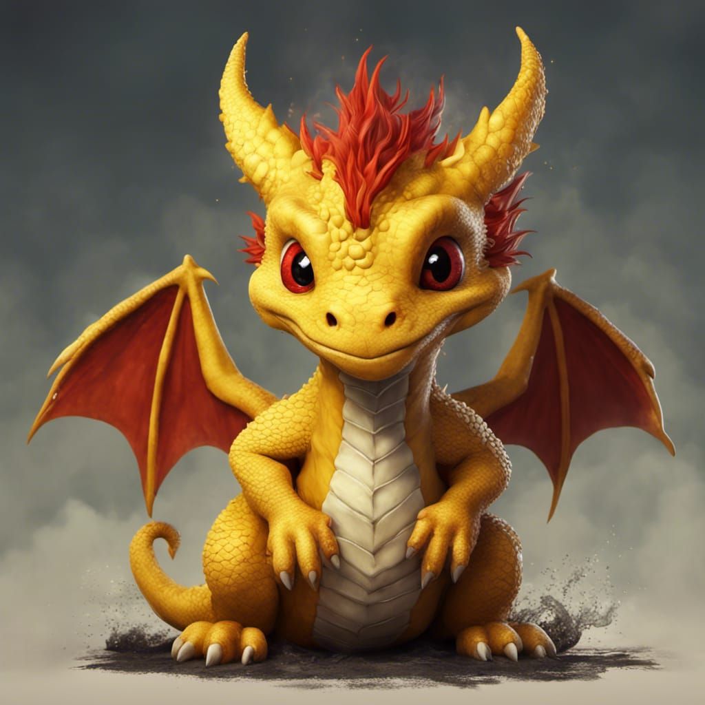 yellow baby dragon - AI Generated Artwork - NightCafe Creator