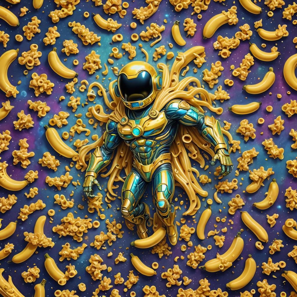 Macaroni and Cheese Bananas Superhero Alien - AI Generated Artwork ...