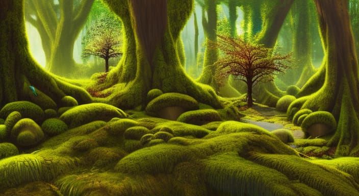 Sanctuary Forest - The Mossy Spot near the edge of the Forest - AI ...