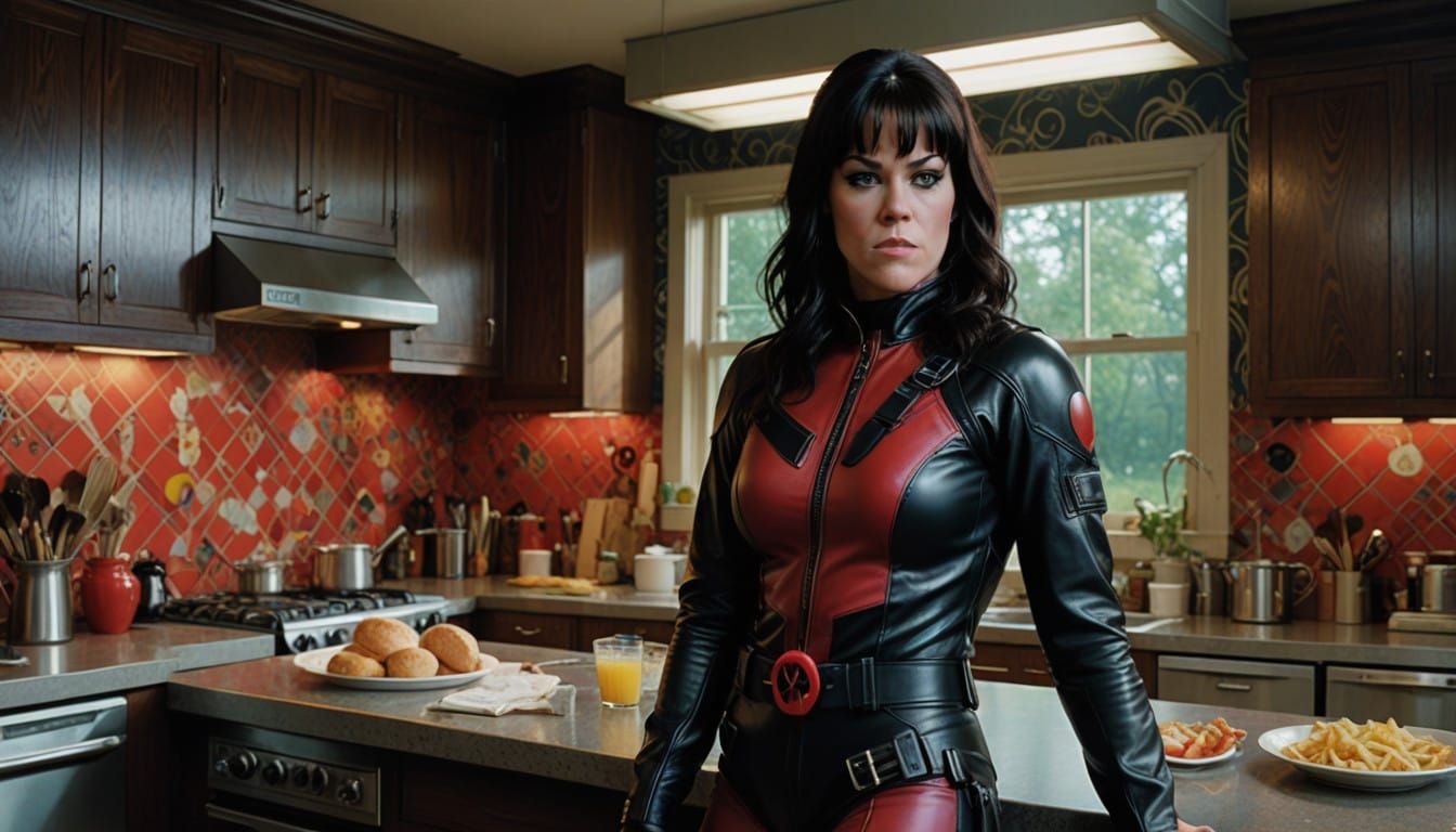 WWF Wrestler CHYNA dressed as Deadpool doing a cooking show on Food ...