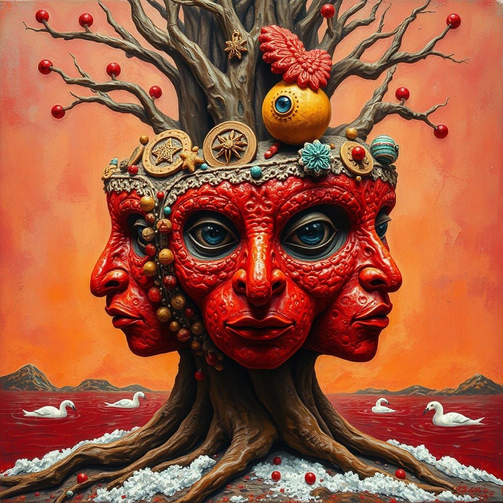 Surreal Clay Christmas Scene in Vibrant Oil Painti... - AI Art