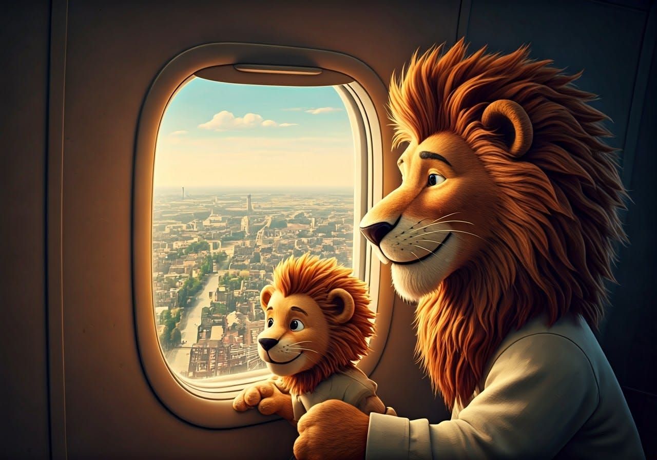 Dandy and Andy Lion flying into Schiphol