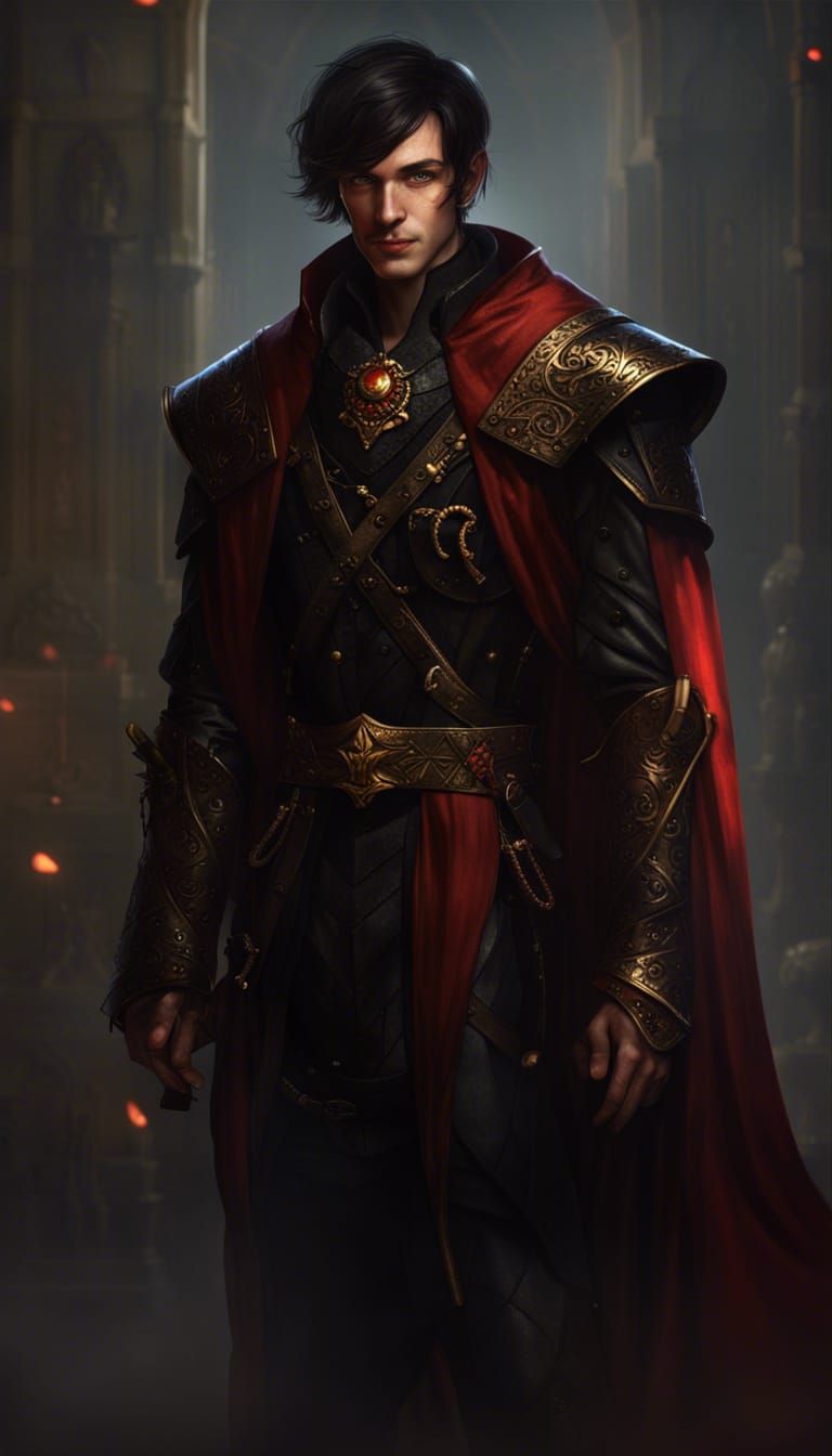 a noble lord in gold, black and red outfit - AI Generated Artwork ...