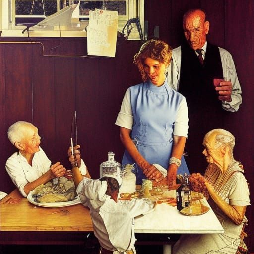 Norman Rockwell’s Four Freedoms; having octopus for dinner - AI Generated Artwork - NightCafe ...