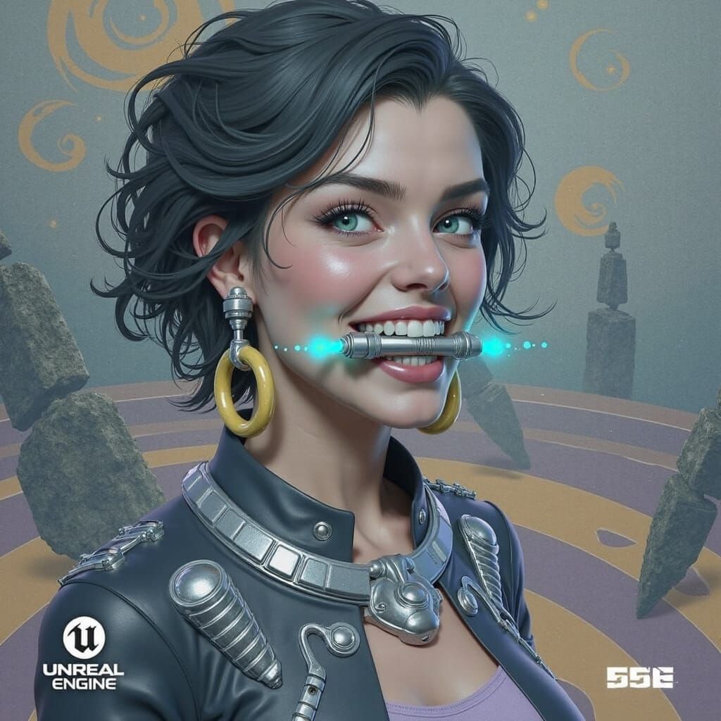 Woman with Sonic Device, Futuristic Concept Art - AI Art