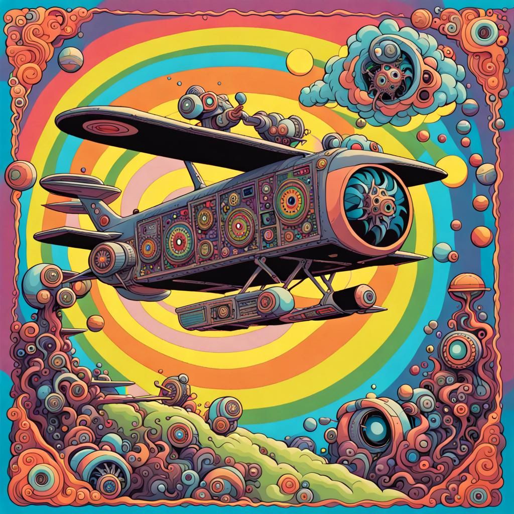 Funkenstein's psychedelic flying time machine - AI Generated Artwork ...