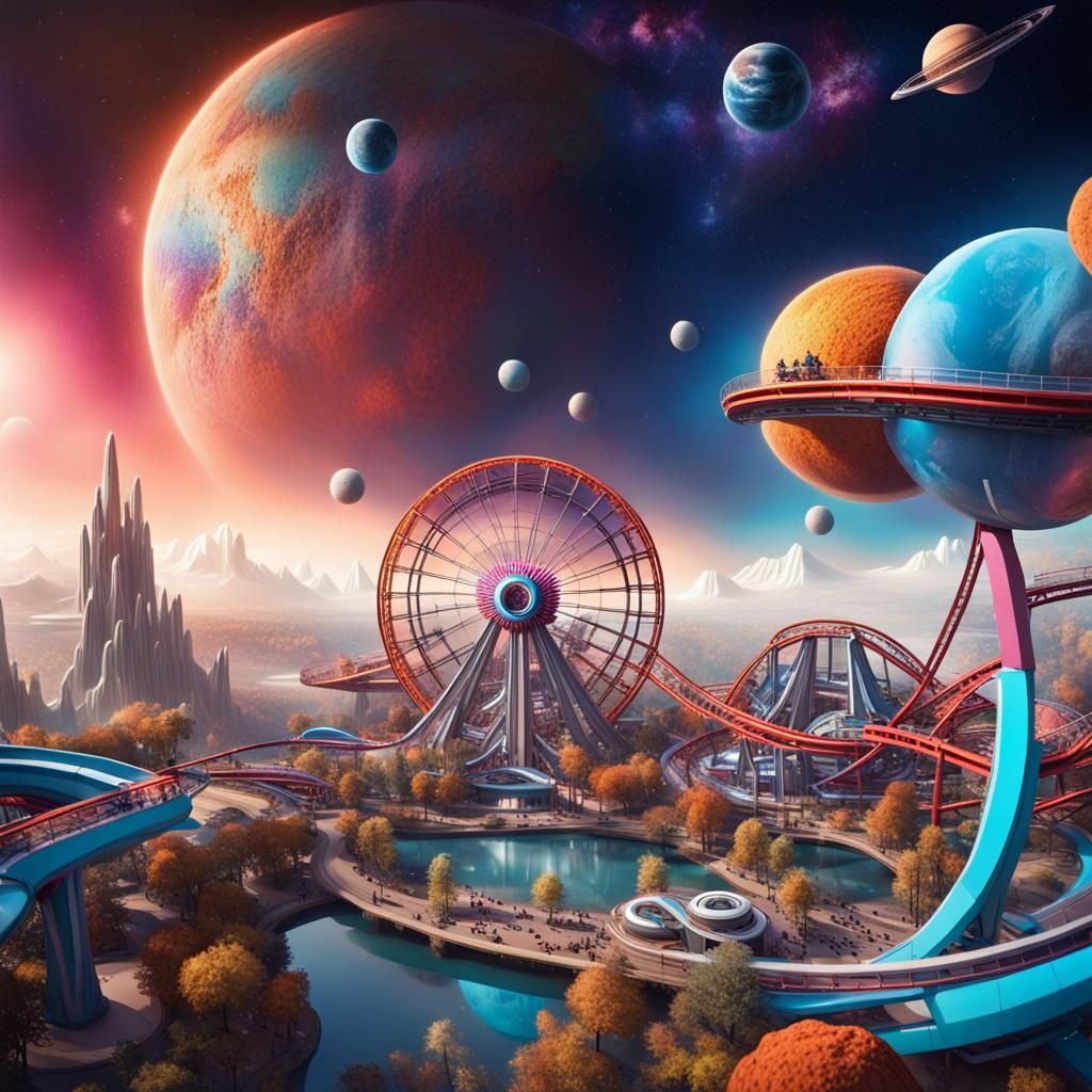 Future themepark in space - AI Generated Artwork - NightCafe Creator