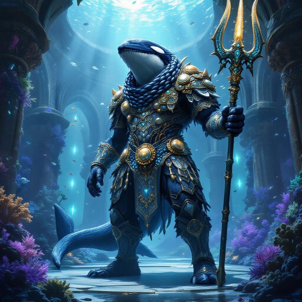 Beastman of the Deep in Art Nouveau Armor - AI Art