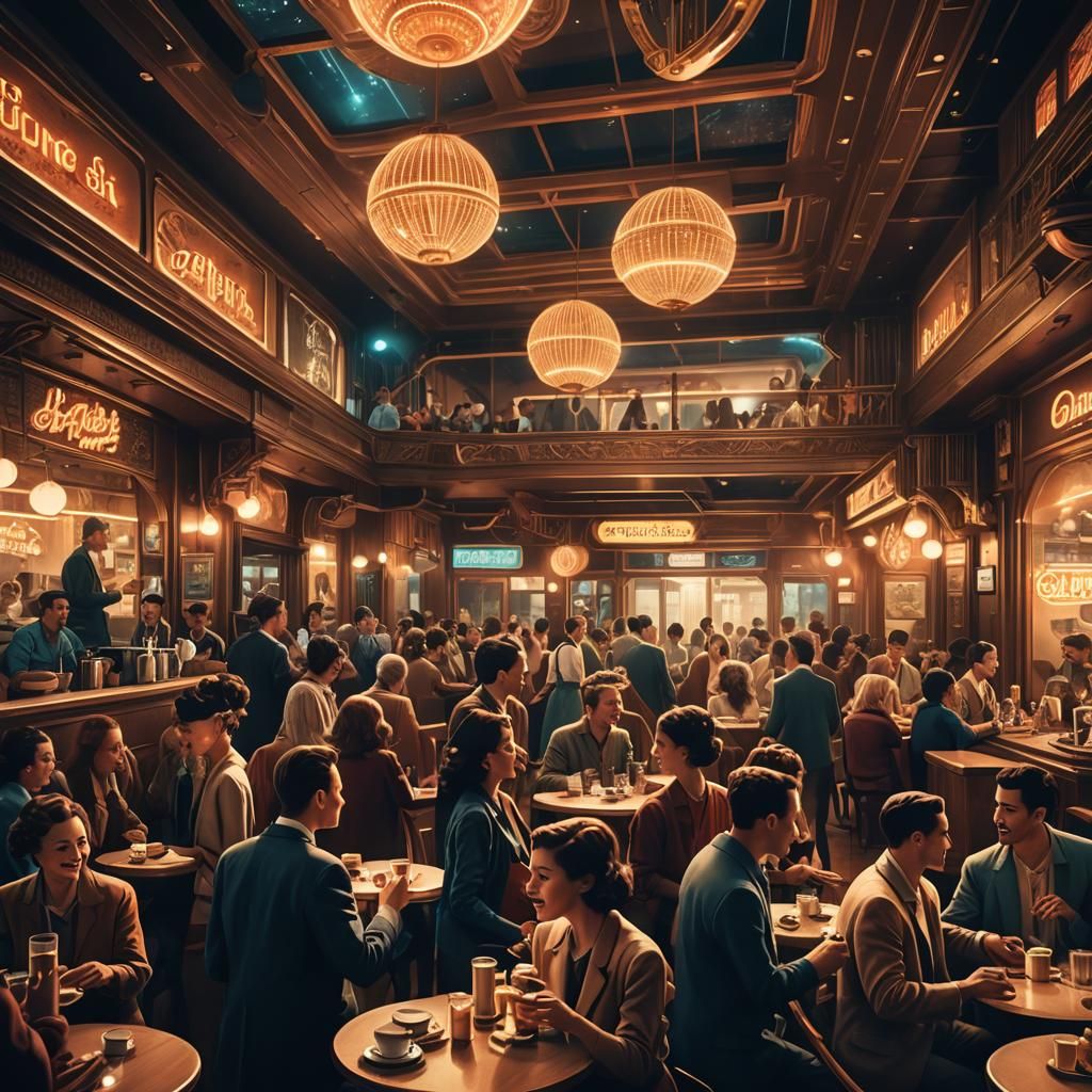 Retro Futuristic Café - AI Generated Artwork - NightCafe Creator