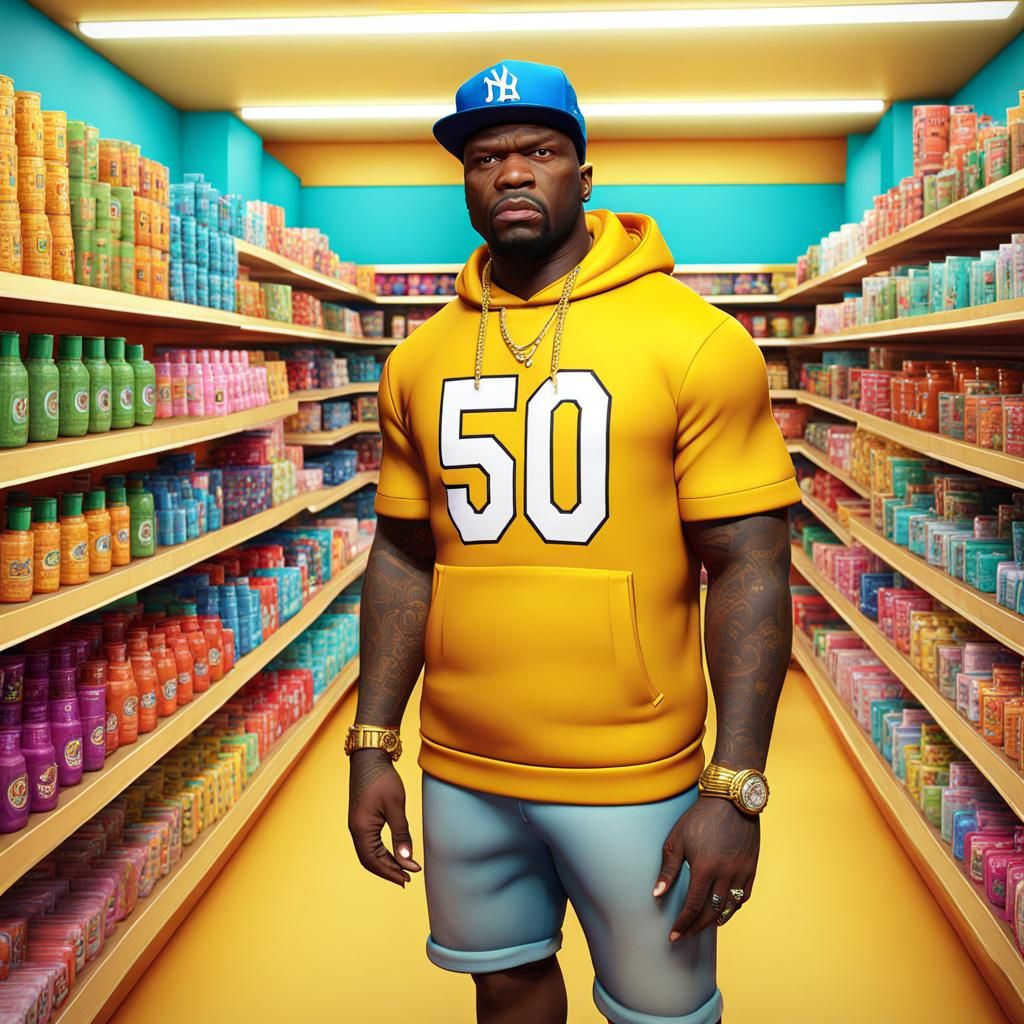 50 Cent In A Candy Shop. - AI Generated Artwork - NightCafe Creator