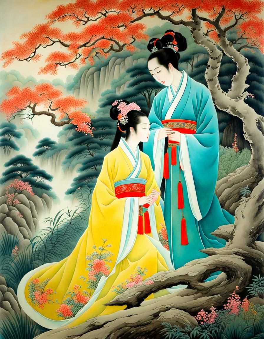 Chinese silk painting - AI Generated Artwork - NightCafe Creator