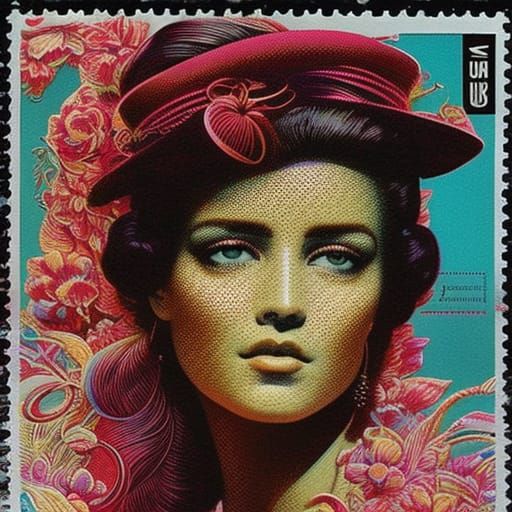 A vintage postage stamp - AI Generated Artwork - NightCafe Creator