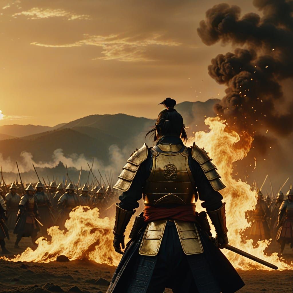 Victory - Surreal Samurai Battle in Akira Kurosawa Style