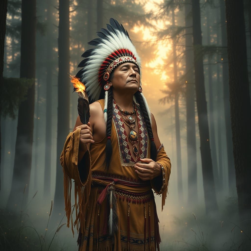 Saging with an eagle feather calling Native Ancestors Spirits