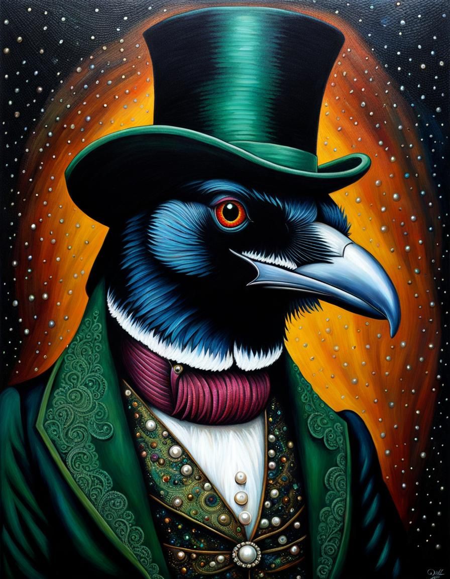 Gentleman Crow on Starlit Background - AI Generated Artwork - NightCafe ...