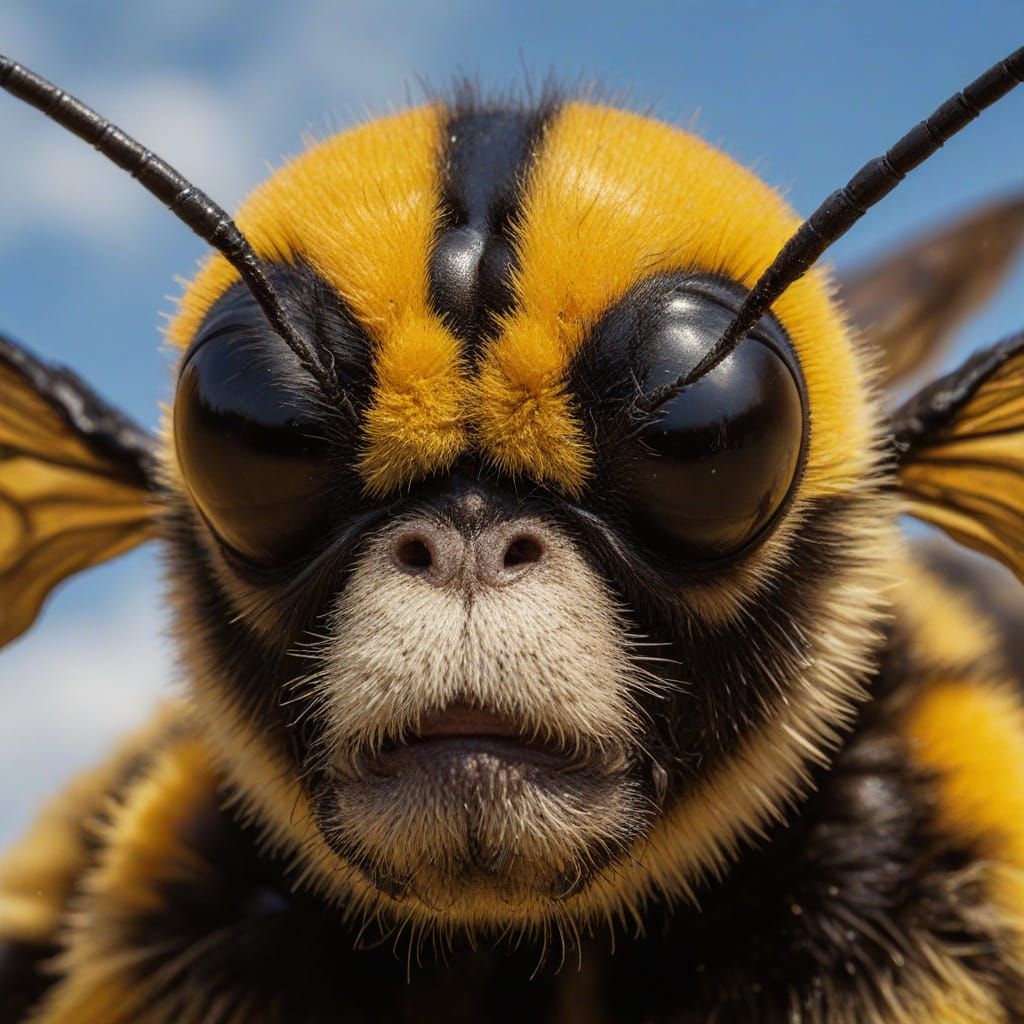 Grumpy Bumblebee in Expressionist Oil Painting Sty... - AI Art