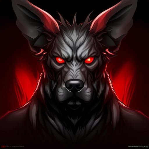 black and red cerberus one headed dog of the underworld - AI Generated ...