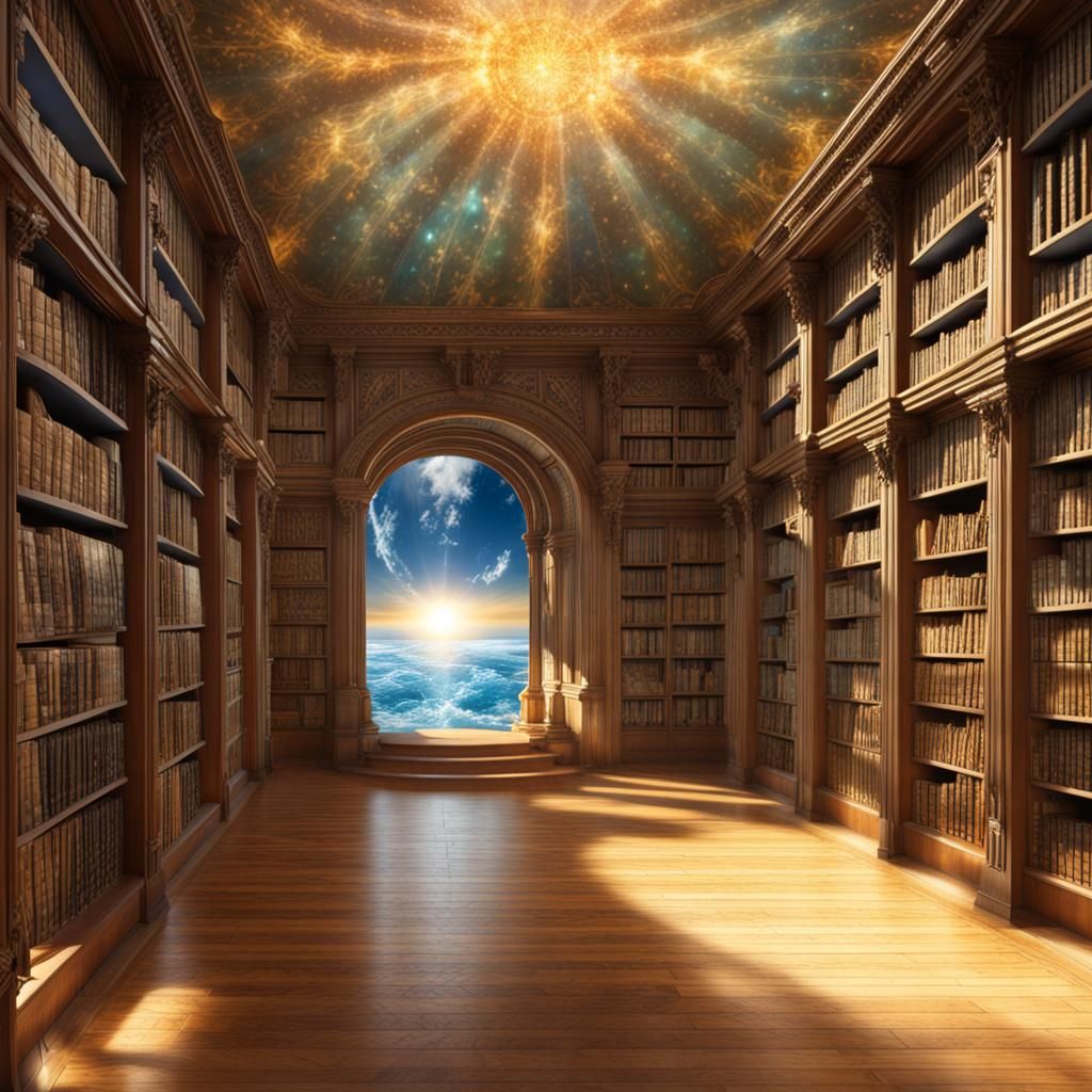 Ocean of light. Akashic Records library. - AI Generated Artwork ...