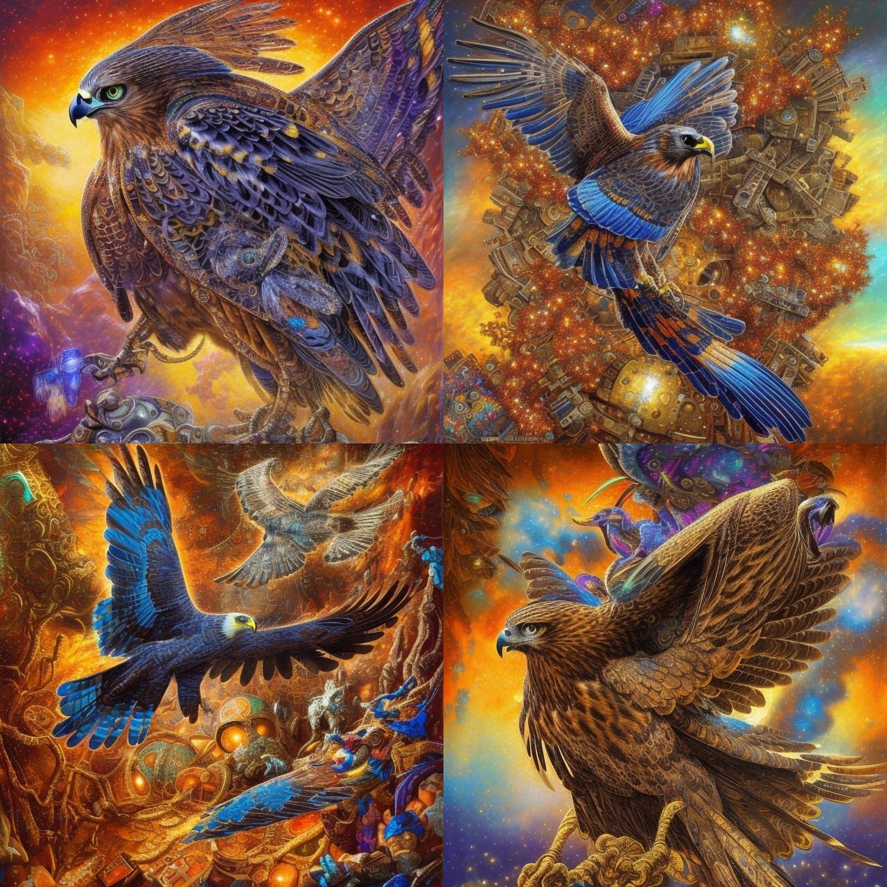 The changeable hawk-eagle in cyberpunk style, 500 x 500 pixels, glitter ...