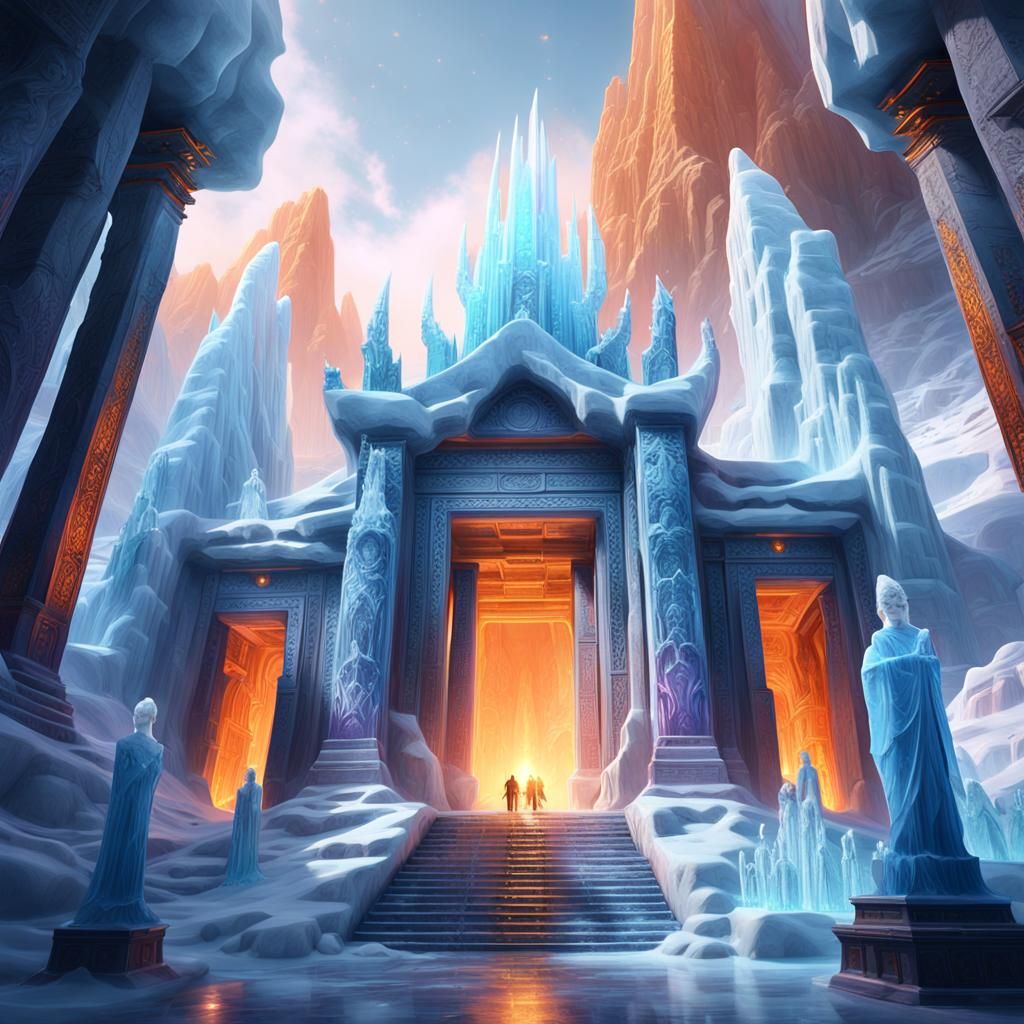 Ethereal Temple in Glacial Eternity - AI Art
