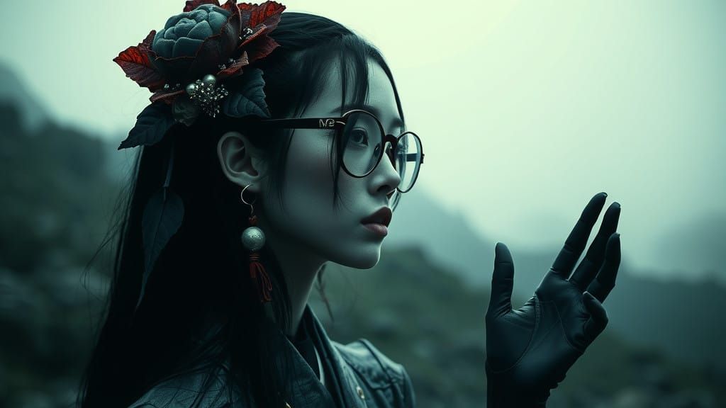 Cyborg Geisha in a Dark, H.R. Giger-Inspired Lands... - AI Art