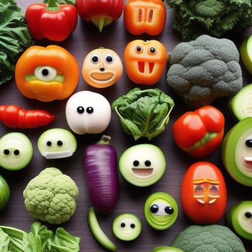 Sentient Vegetable faces, anatomically accurate humanoid vegetables ...