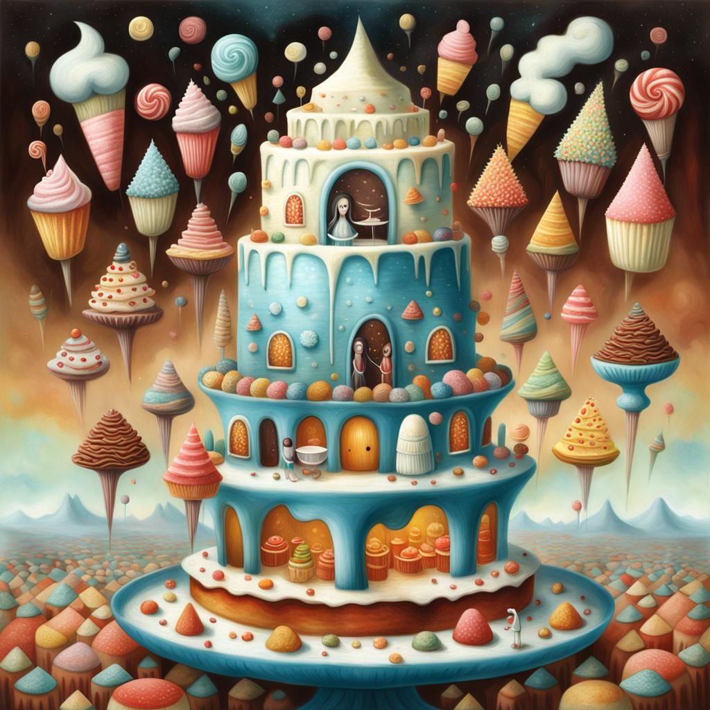 Inhabited cake in a cake world - AI Generated Artwork - NightCafe Creator