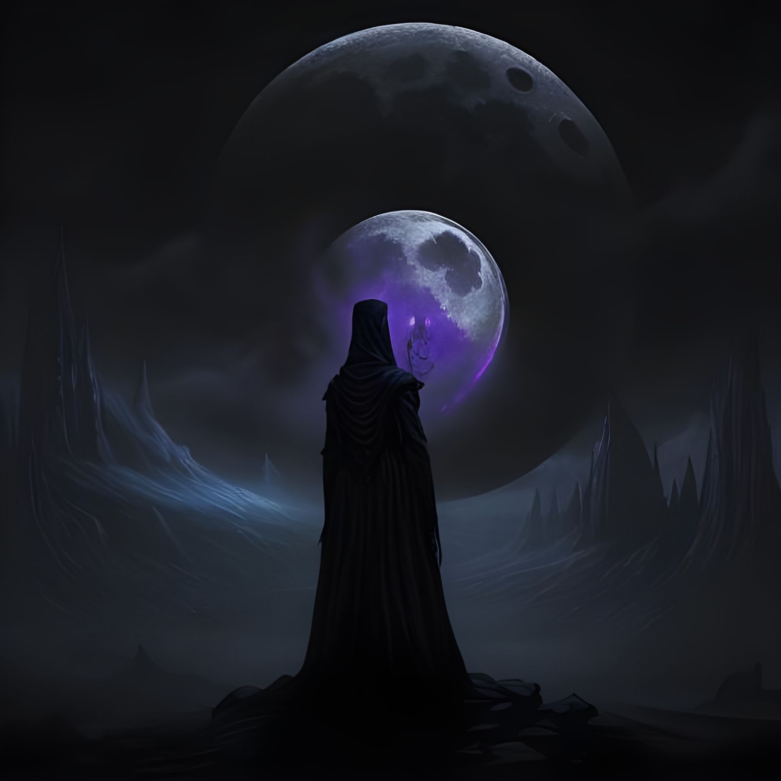 The Void Moon gothic art eldritch moonscape mysterious ominous colorful ...