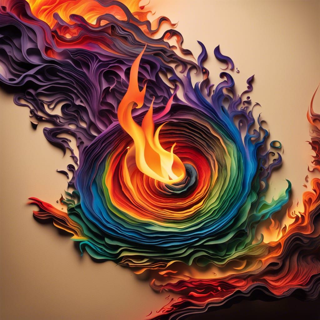 A mesmerizing display of creativity, showcasing a piece of burned paper ...